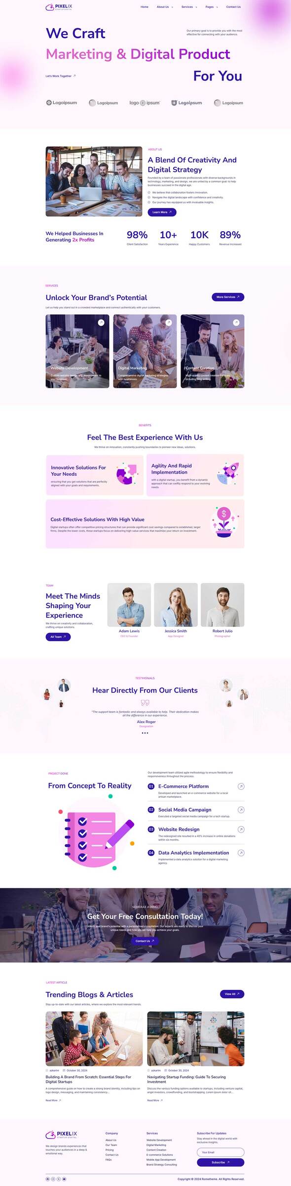 Pixelix - Startup Digital Agency Elementor Template Kit by Rometheme